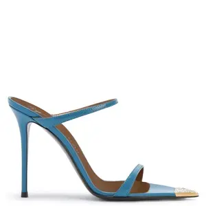 GIUSEPPE ZANOTTI Intriigo Jewelry 105 Patent Leather Stiletto Mules - Blue