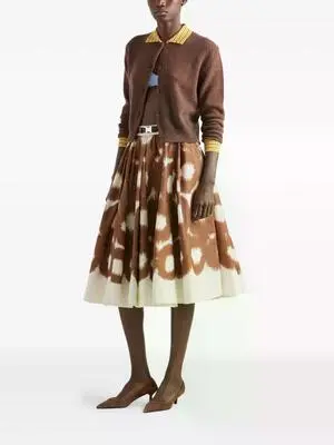 Prada Printed Pleated Canvas Skirt