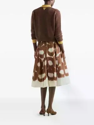 Prada Printed Pleated Canvas Skirt