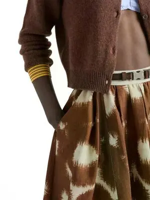 Prada Printed Pleated Canvas Skirt