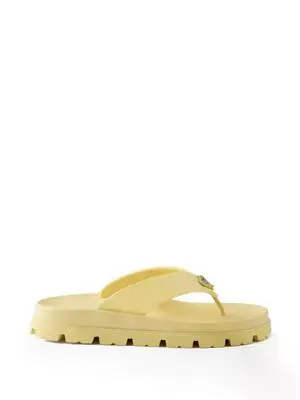 Prada Enameled Triangle Rubber Thong Sandals - Yellow