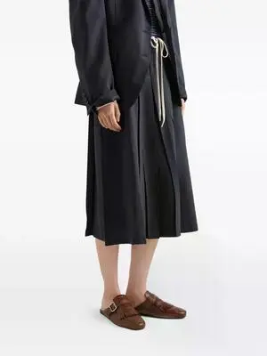 Prada Light Wool Pleated Midi Skirt