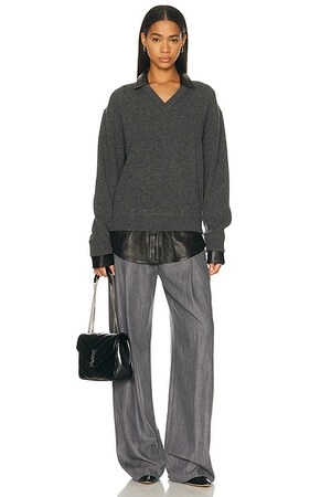 Acne Studios Krispo Wool And Lamb Leather Sweater