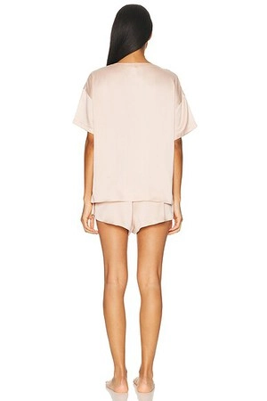 Lunya Washable Silk Tee Short Pajama Set - Delicate Pink