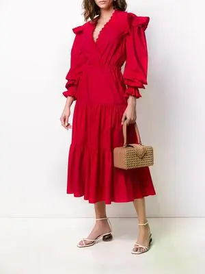 Philosophy Di Lorenzo Serafini Embroidered V-neck Tie Dress - Red