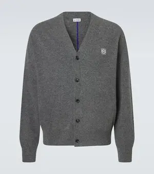 Loewe Anagram Wool Cardigan - Grey