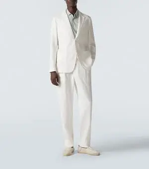 Giorgio Armani Tapered Linen Canvas Trousers