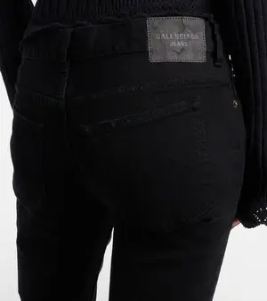 Balenciaga Low-rise Capri Jeans With Fur Trim