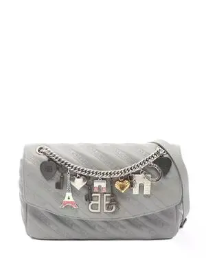 Balenciaga 2010s Bb Round Chain Leather Shoulder Bag - Grey