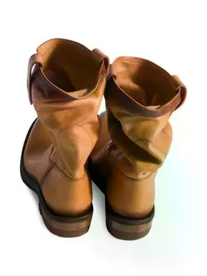 Miu Miu Logo-embossed Leather Boots - Neutrals
