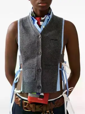 Miu Miu Cashmere V-neck Vest - Grey