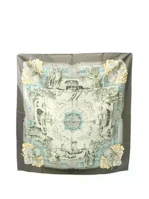 Hermès 2000s Graphic Silk Scarf Neutrals