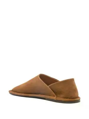 Sandro Split Leather Collapsible Heel Slippers - Brown