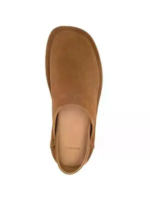 Sandro Split Leather Collapsible Heel Slippers - Brown