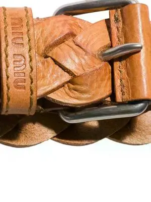 Miu Miu Woven Leather Belt - Brown