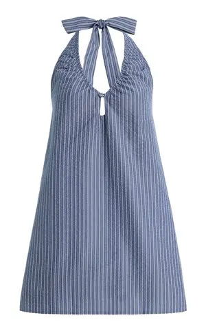 ELCE Exclusive Sidney Cotton-blend Mini Halter Dress - Blue
