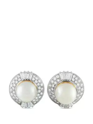 LB EXCLUSIVE 18k Gold Pearl And Diamond Earrings - Silver