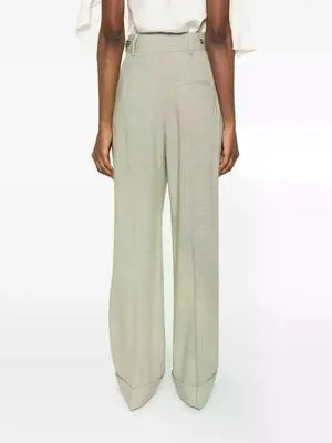 Alberta Ferretti Pleated Turn-up Hem Trousers - Neutrals