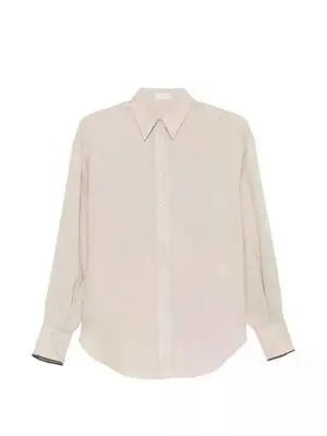 Brunello Cucinelli Beige Cotton Blend Shirt With Cuffed Sleeves