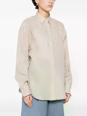 Brunello Cucinelli Beige Cotton Blend Shirt With Cuffed Sleeves