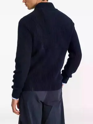 Pringle Of Scotland Mock Neck Ribbed Cashmere Sweater - Blue