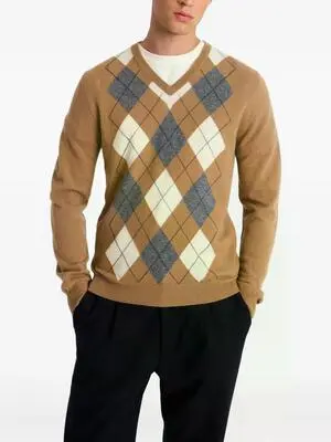 Pringle Of Scotland V-neck Argyle Sweater