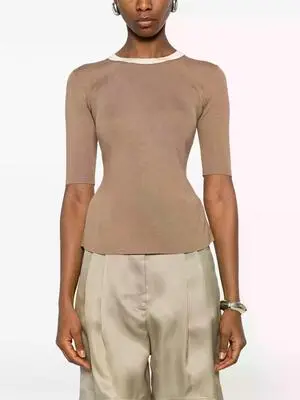 Elisabetta Franchi Ribbed Knit Top With Bow Detail