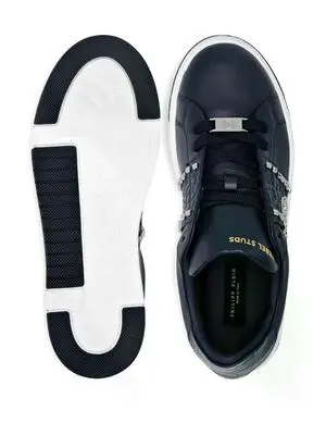 Philipp Plein Cocco Leather Studded Sneakers