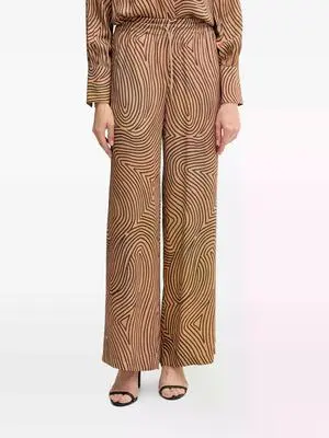 MARC AUREL Printed Wide Leg Trousers - Neutrals