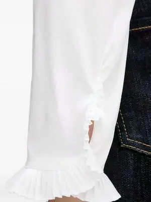 MOS MOSH Mmhassie Ruffled-cuff V-neck Shirt - White