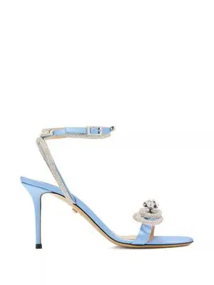Mach & Mach Double Bow Embellished Ankle Strap Sandals - Blue