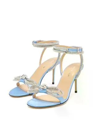 Mach & Mach Double Bow Embellished Ankle Strap Sandals - Blue