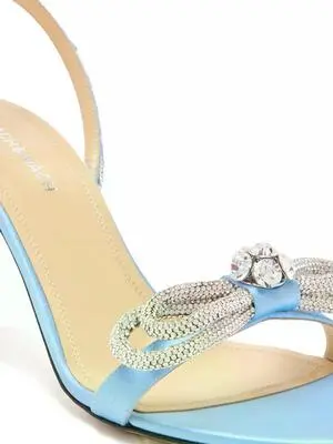 Mach & Mach Double Bow Embellished Ankle Strap Sandals - Blue