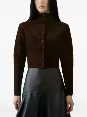 Jacquemus Crocodile Embossed Stand Collar Cardigan