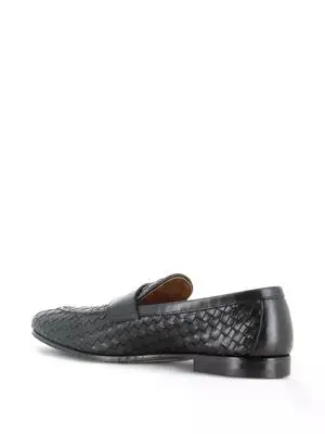 HENDERSON BARACCO Penny-slot Loafers With Textured Weave Design - Black