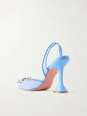 Amina Muaddi Begum Crystal-embellished Mesh Slingback Pumps - Blue