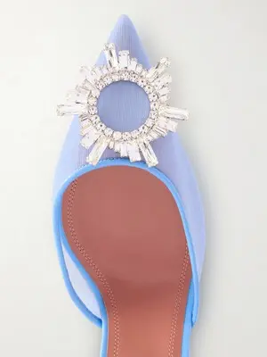 Amina Muaddi Begum Crystal-embellished Mesh Slingback Pumps - Blue