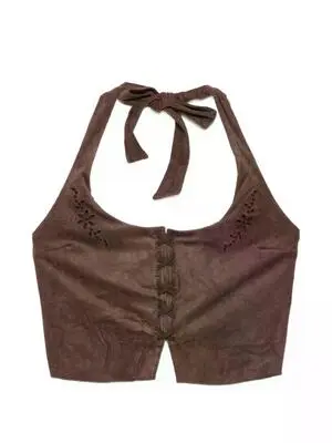 Frankies Bikinis Delilah Tie-detail Bikini Top - Brown