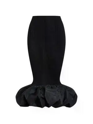 PATOU Ribbed Knit Maxi Skirt With Gathered Hem