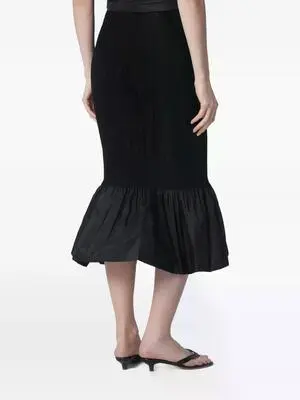 PATOU Ribbed Knit Maxi Skirt With Gathered Hem
