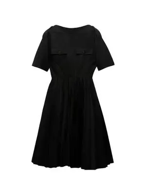 Prada Gabardine Dress With Flared Skirt And Utility Pockets - Black