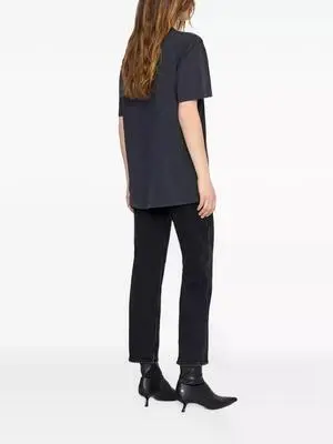 ANINE BING Washed Graphic Print Short Sleeve T-shirt - Black