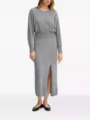 OUI Rib-knit Slit-detail Midi Dress - Grey