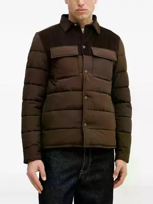 BENETTON Corduroy Panelled Padded Jacket - Brown