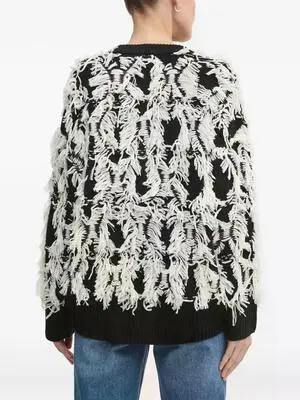 OUI Fringed Knitted Round Neck Sweater