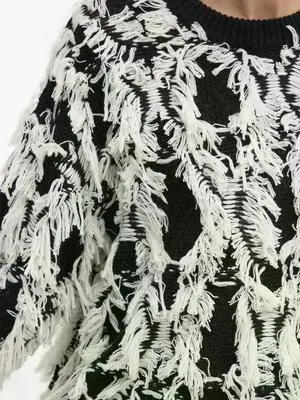OUI Fringed Knitted Round Neck Sweater