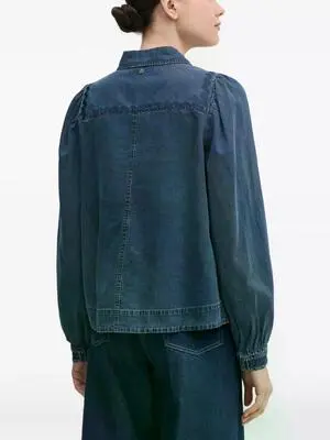 MOS MOSH V-neck Embroidered Denim Blouse