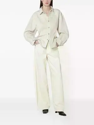 HAIKURE Ivory Wide-leg Jeans With Back Logo Patch