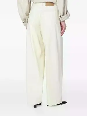 HAIKURE Ivory Wide-leg Jeans With Back Logo Patch