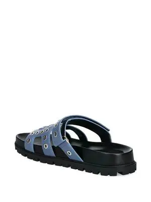 Guess Eyelet Detail Strap Platform Slides - Blue